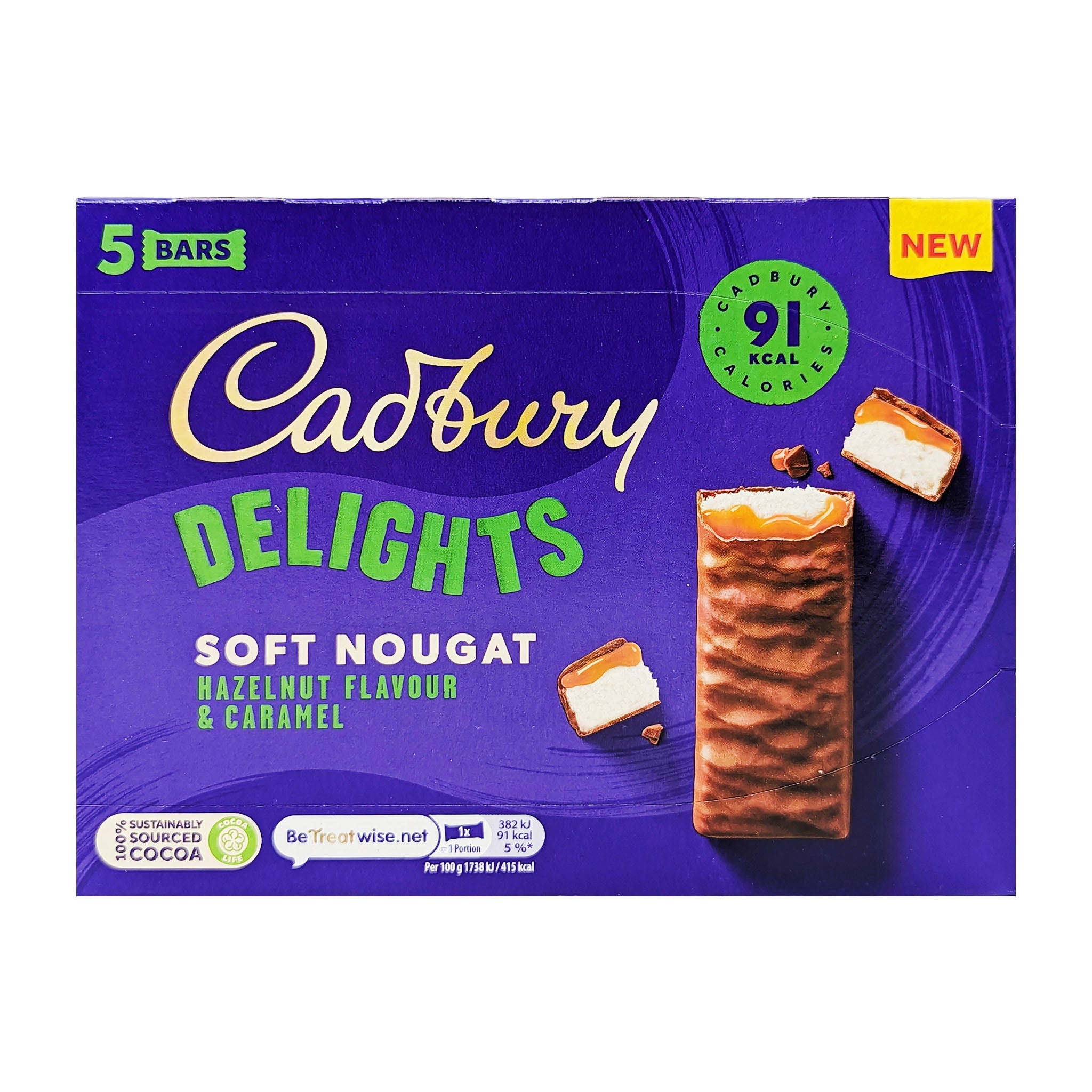 Cadbury Delights Soft Nougat Hazelnut Flavour & Caramel 110g – Blighty ...